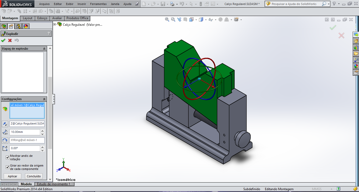 Comando "Vista explodida" opções Rotação e Translação no Solidworks ...